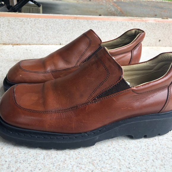 stone ridge | Shoes | Stone Ridge Brown Leather Slip On Wedge Sandals ...